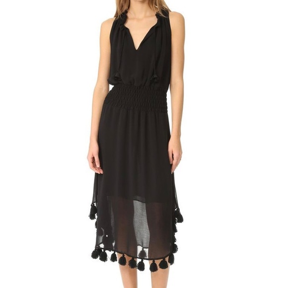 Misa Los Angeles | Dresses | Misa Black Pom Pom Hem Athena Maxi Midi ...